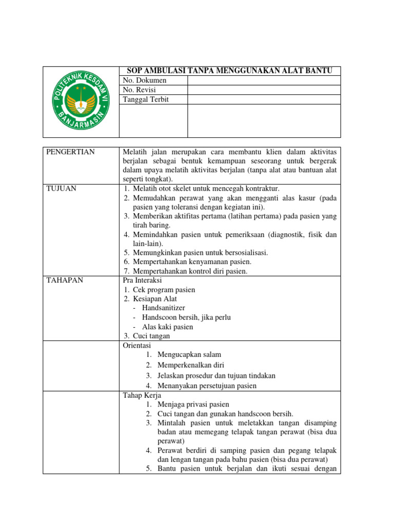 Ambulasi Tanpa Menggunakan Alat Bantu | PDF | Kesehatan Holistik