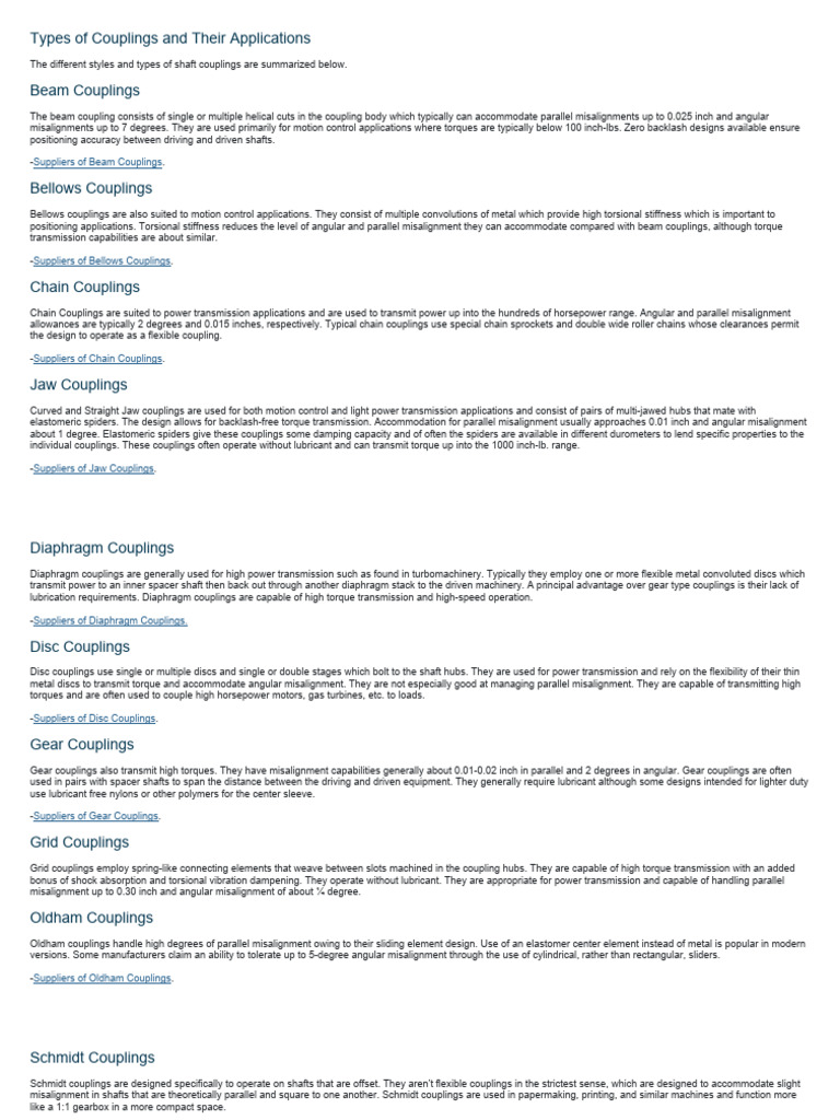 Coupling Types and Applications Overview | PDF | Manufactured Goods ...