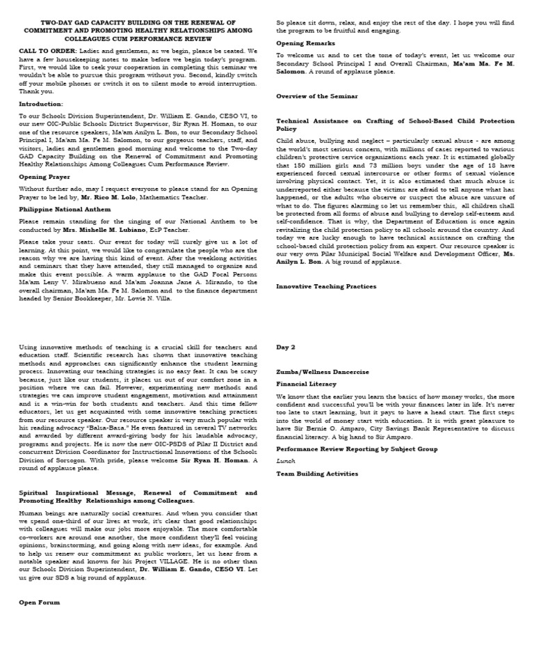 Script-GAD Seminar | PDF | Teachers | Financial Literacy