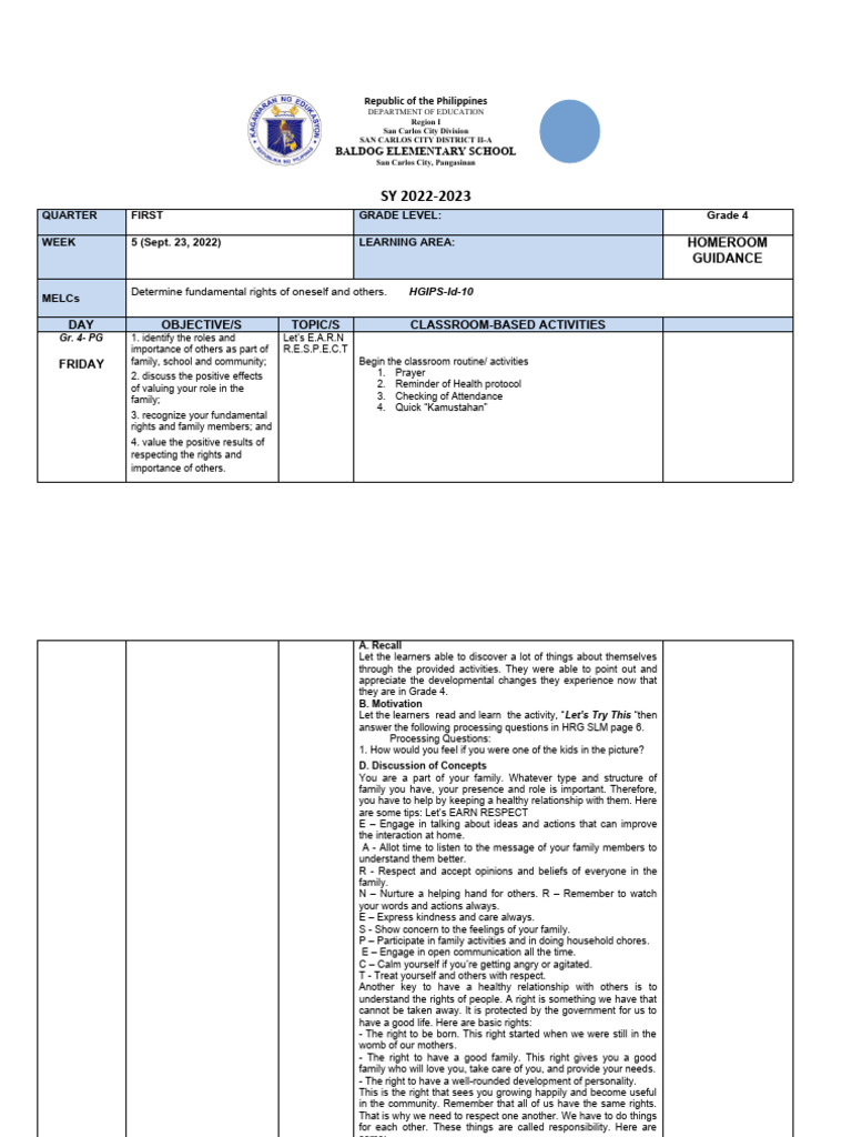 4 - PG-DLL-Homeroom-Guidance4-Q1-W5 | PDF | Learning | Cognitive Science