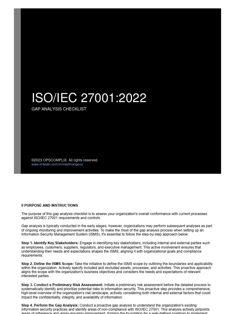 ISO 27001-2022 Gap Analysis Checklist | PDF | Information Security | Risk ISO 27001-2022 Gap Analysis Checklist | PDF | Information Security | Risk