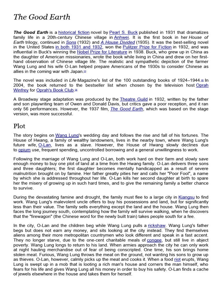 The Good Earth | PDF