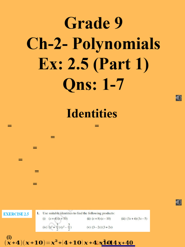 Gr9 Ch2 Polynomials Ex 2.5 Part1 | PDF
