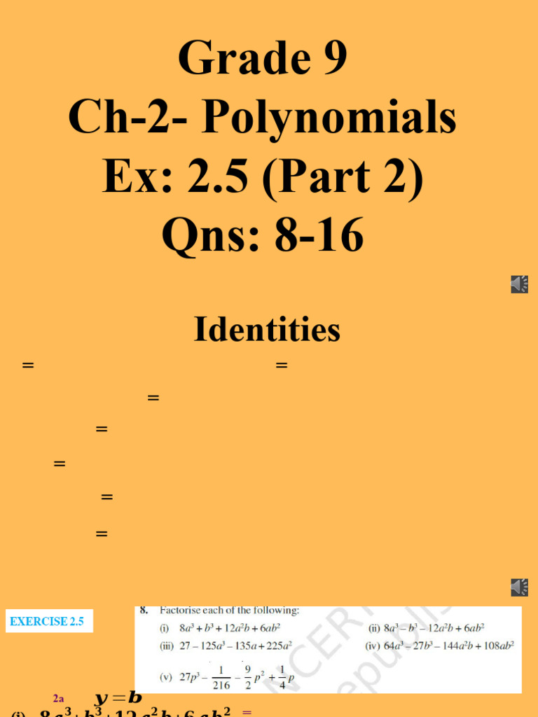 Gr9 Ch2 Polynomials Ex 2.5 Part2 | PDF