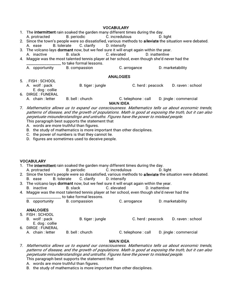 English and SAT Questions | PDF