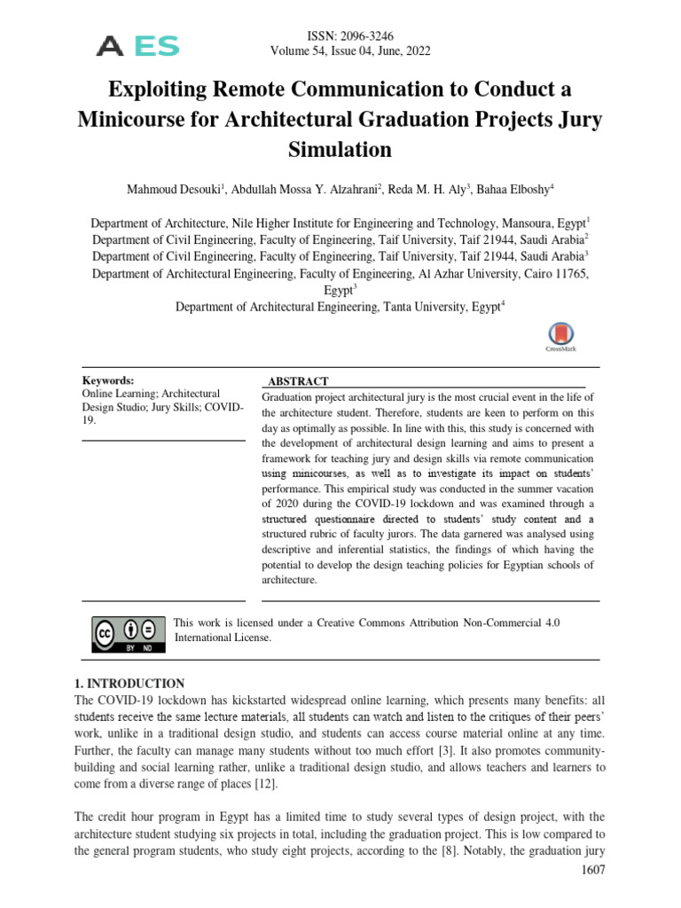 2022 - Exploiting Remote Communication To Conduct A Minicourse For Architectural Graduation ...