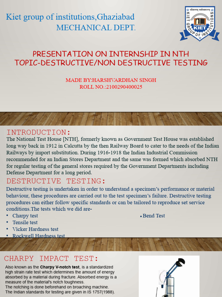 Destructive and NDT Presentation | PDF | Nondestructive Testing ...