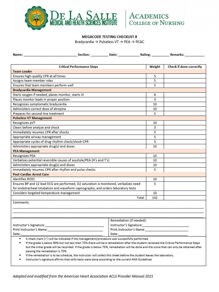 ACLS Checklist | PDF | Cardiopulmonary Resuscitation | Medicine