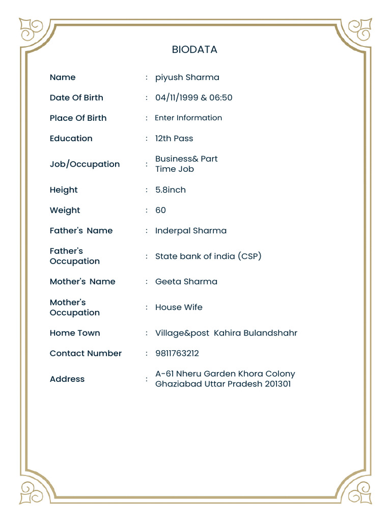 Piyush Sharma-Apnabiodata | PDF