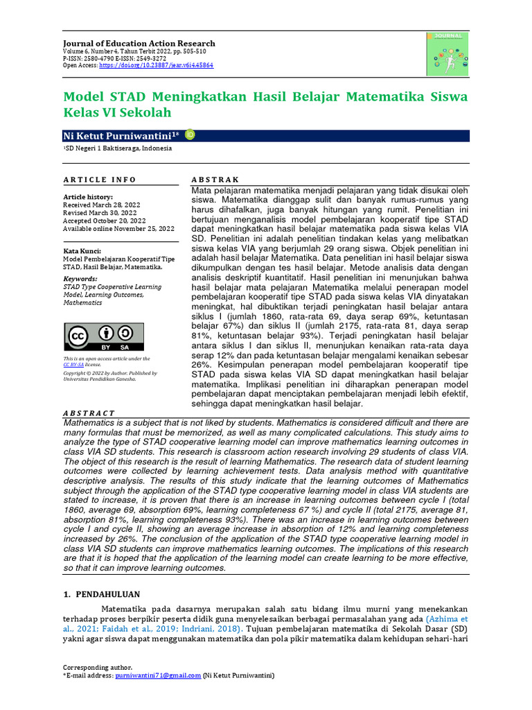 Penelitian Hasil Pembelajaran Model STAD | PDF | Karier & Perkembangan ...
