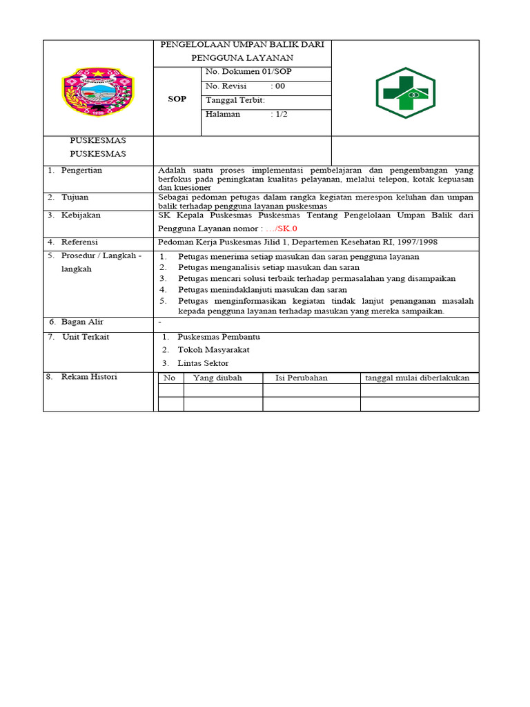 Sop Pengelolaan Umpan Balik Dari Pengguna Layanan | PDF