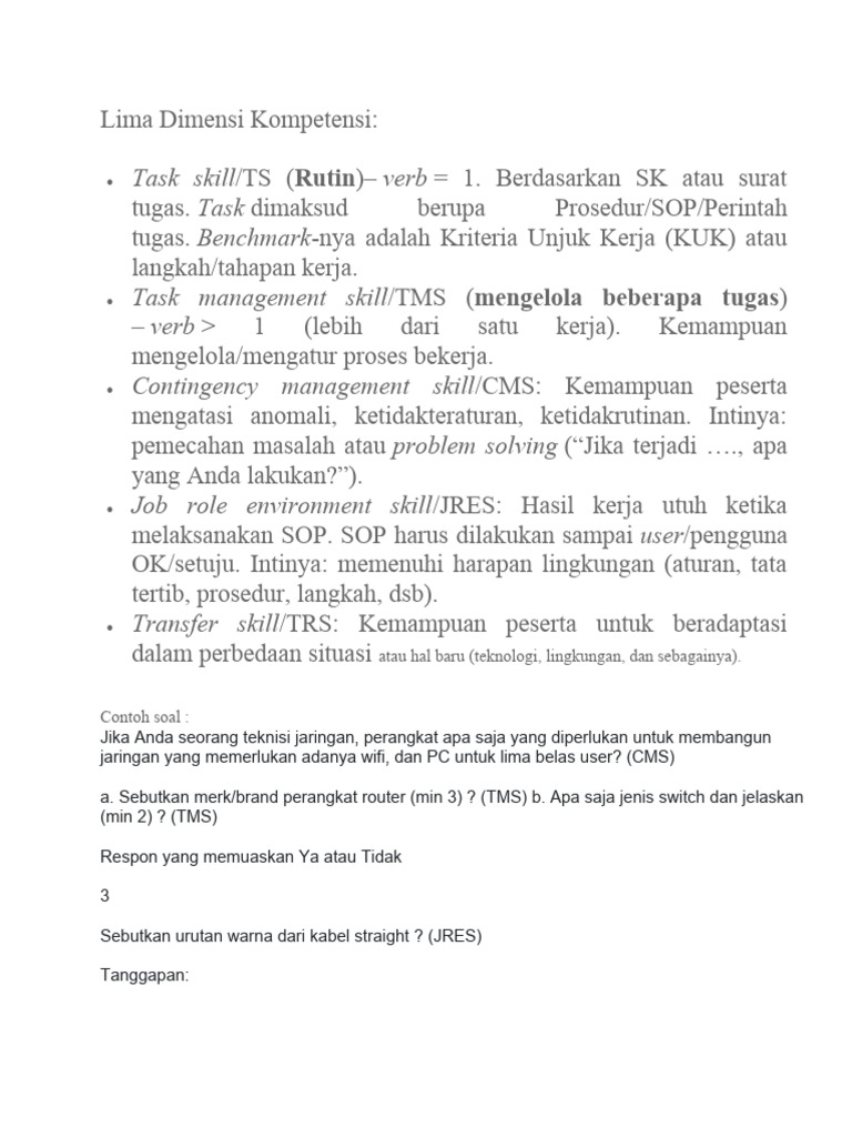 Lima Dimensi Kompetensi | PDF | Komputer