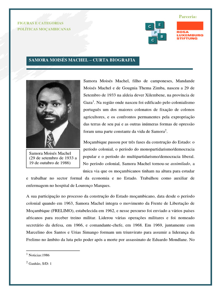 Biografia de Samora Machel | PDF | Moçambique | Teorias políticas