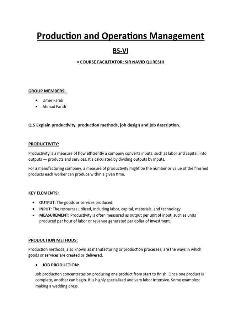 Production and Operations Management | PDF | Job Satisfaction | Operations Management