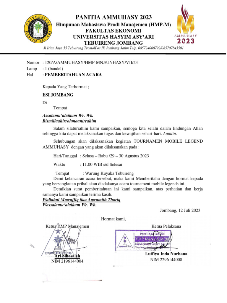 Pembritahuan Acara Ke Esi | PDF