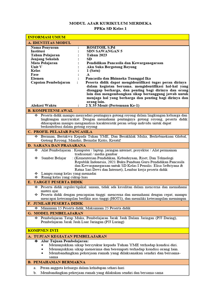 Modul Ajar PPKN BAB 5 B | PDF