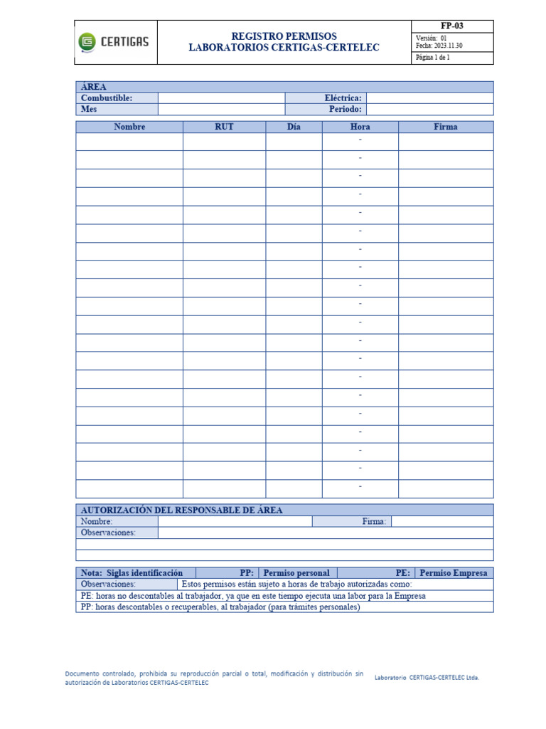 FP-03-Registro Permisos CTG-CTE | PDF