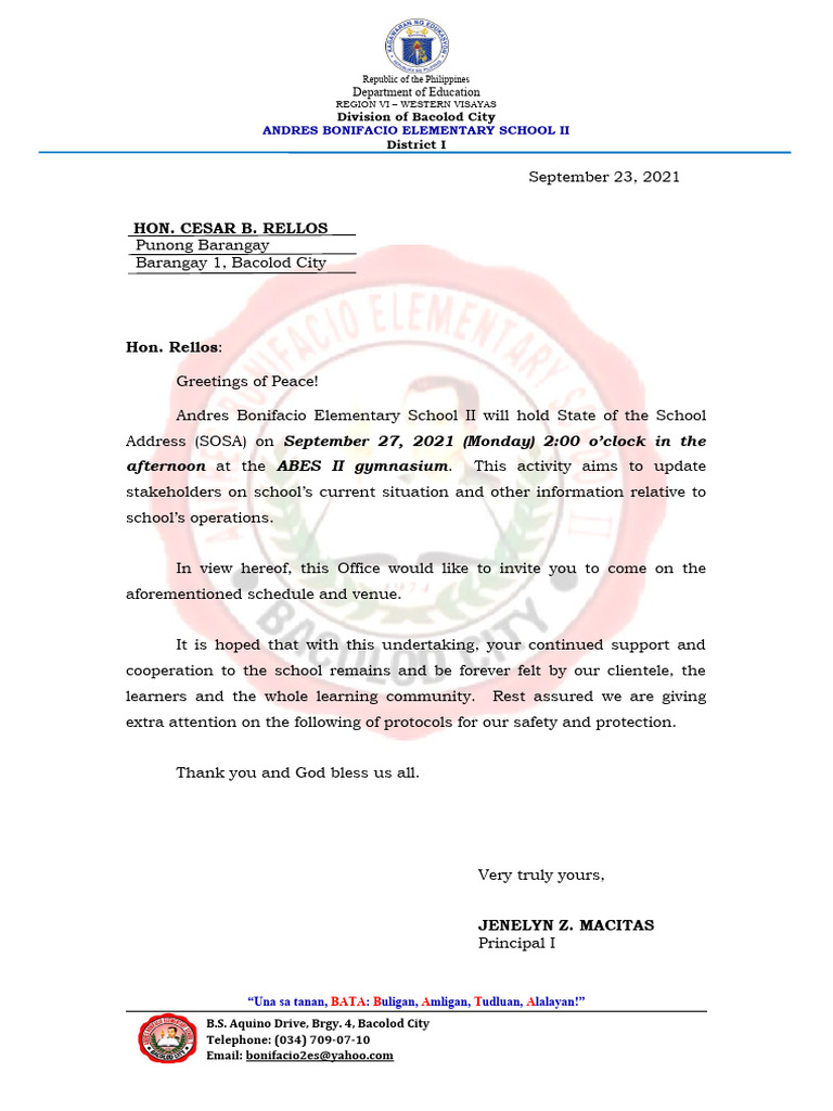 SOSA Invitation Letter | PDF | Philippines | Government