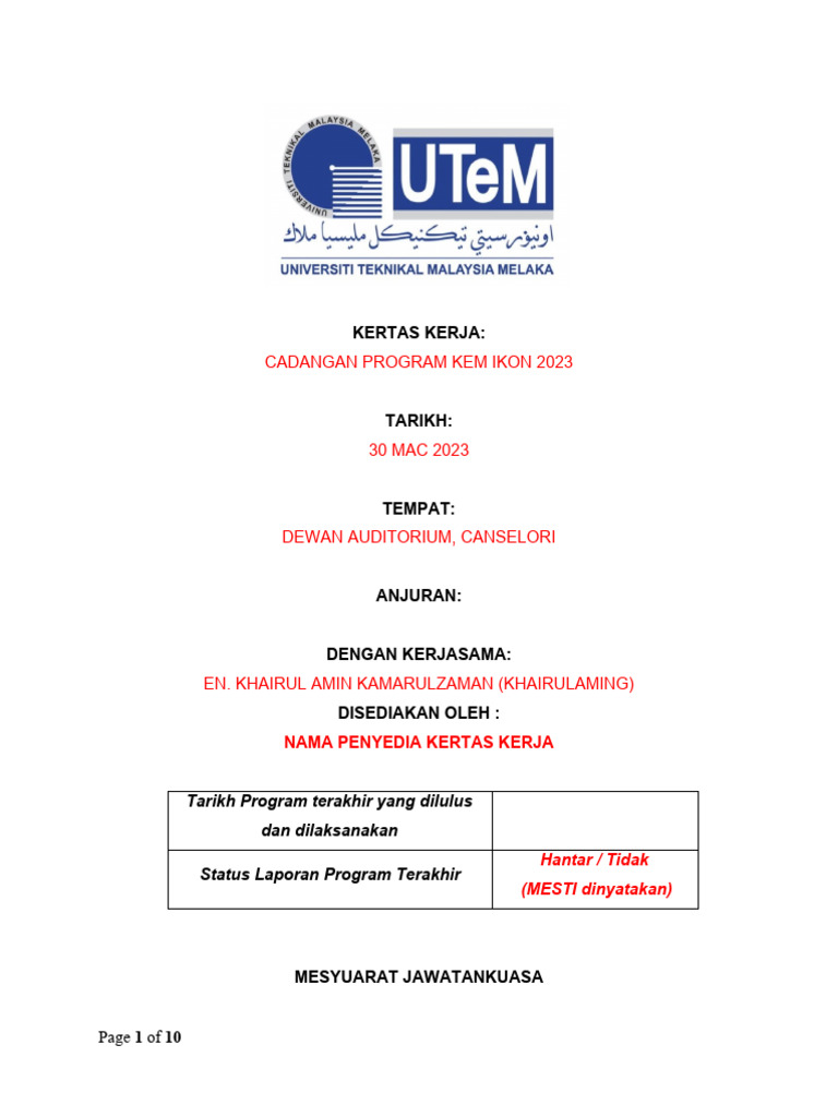 Format Kertas Kerja | PDF