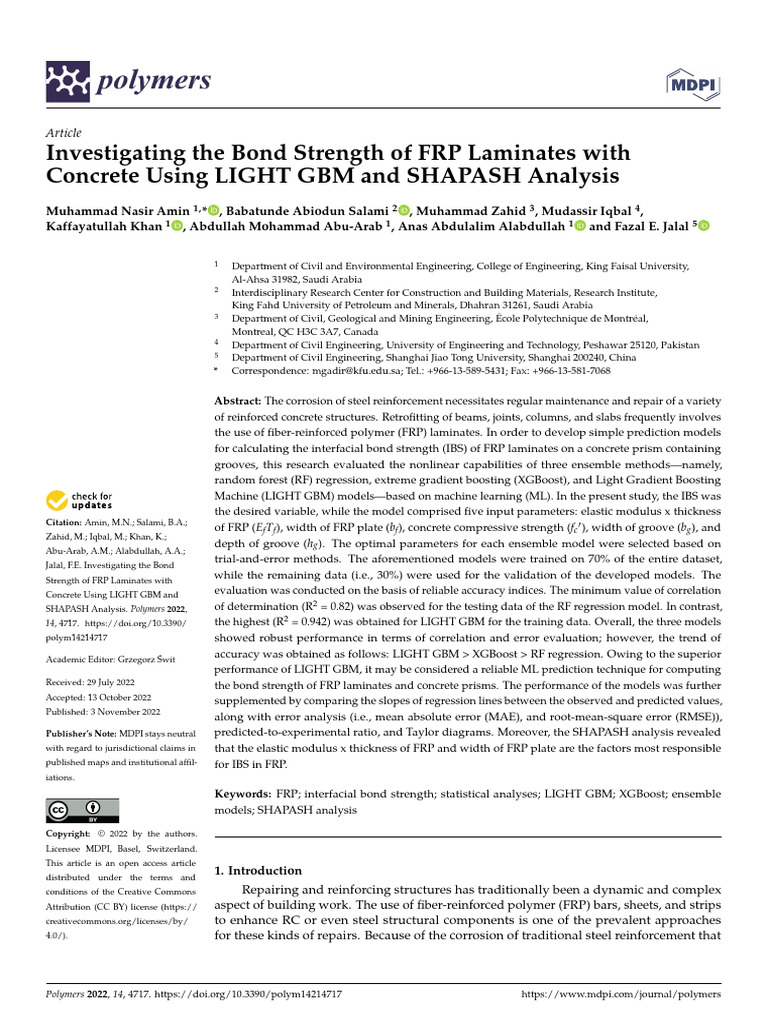 Polymers 14 04717 v2 | PDF | Fibre Reinforced Plastic | Concrete