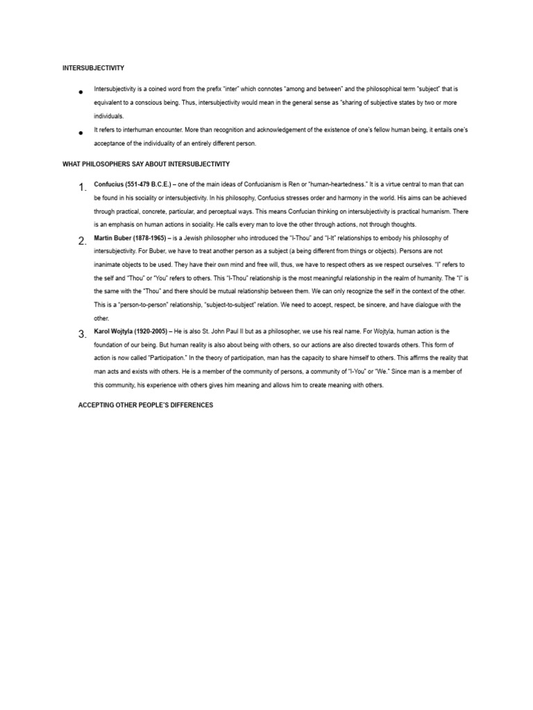 INTERSUBJECTIVITY | PDF | Philosophical Theories | Metaphysics
