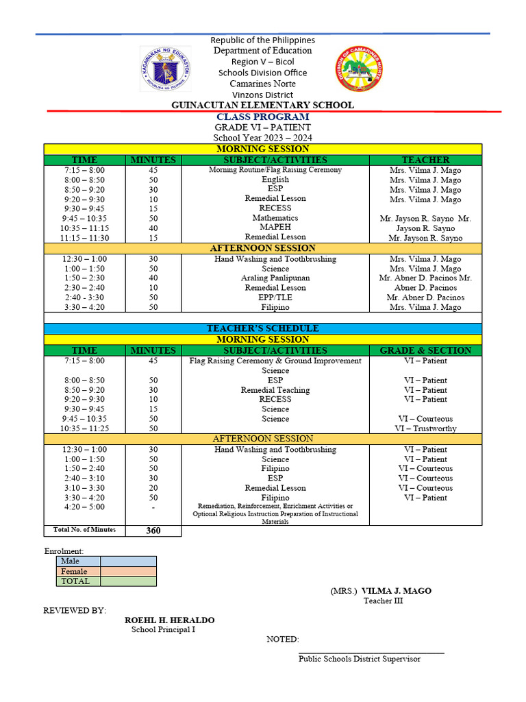 Class Program 2023 2024 Edited | PDF