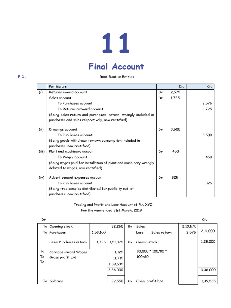 11 - Final Account | PDF | Bad Debt | Debits And Credits