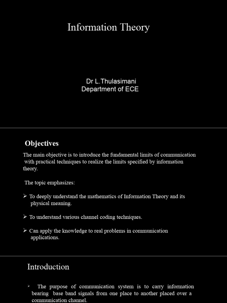 Fundamentals of Information Theory | PDF | Information | Communication