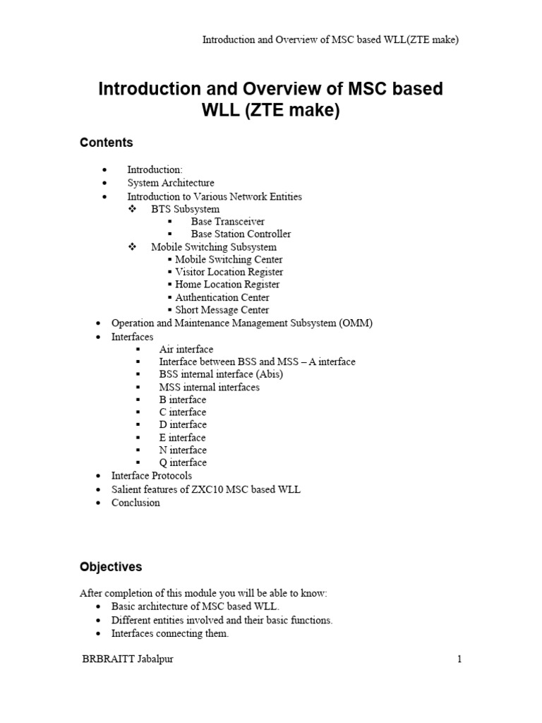 Introduction and Overview of MSC Based WLL | PDF | Telecommunications ... Introduction and Overview of MSC Based WLL | PDF | Telecommunications ...