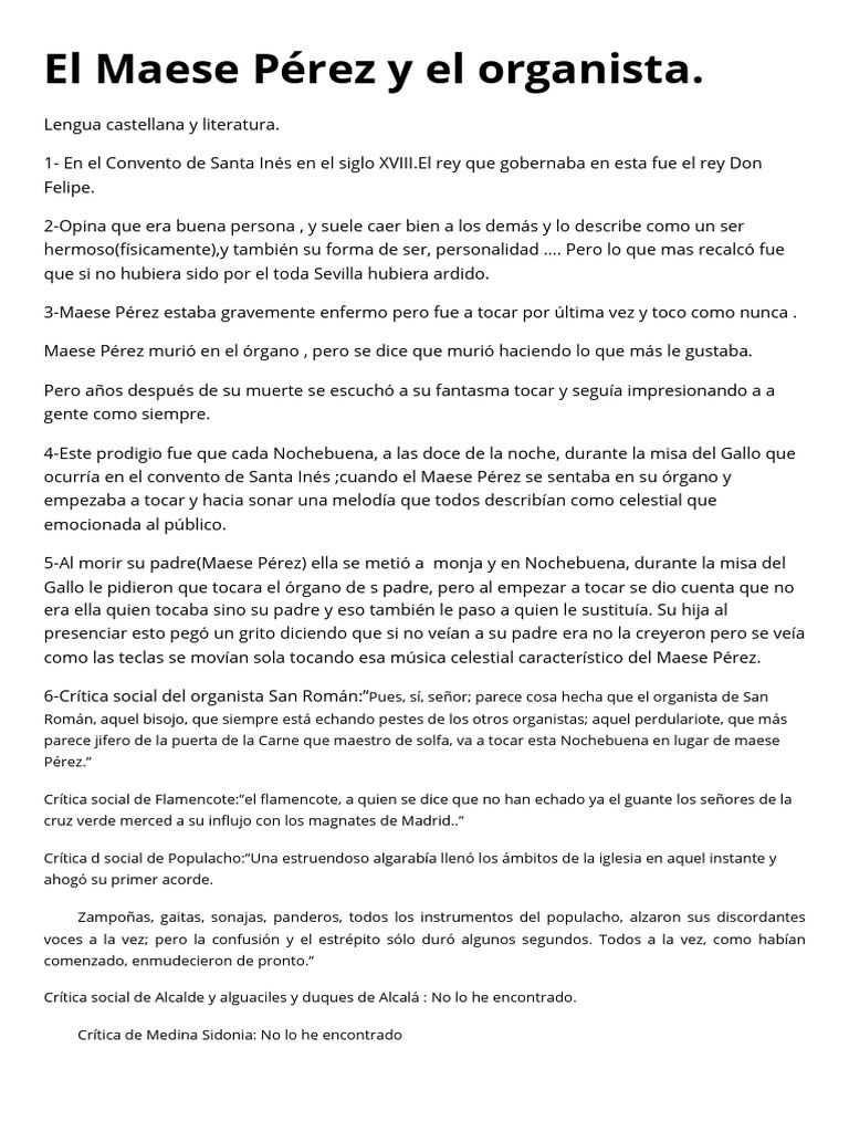 El Maése Pérez y El Organista. | PDF