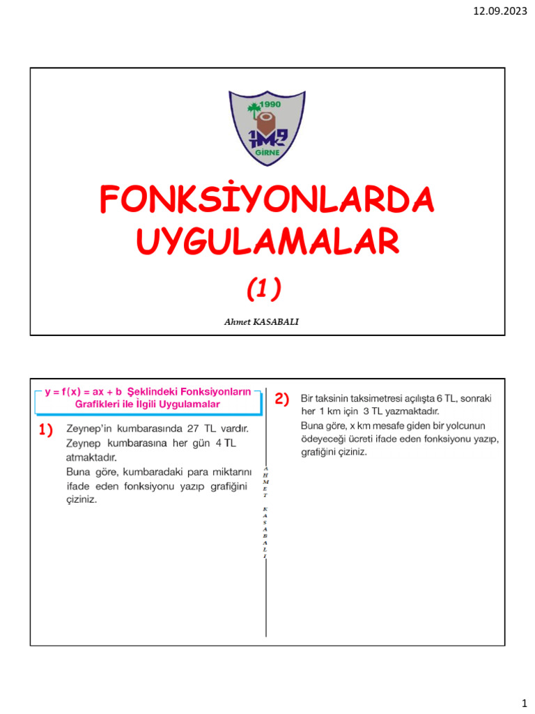 11.03 Fonksiyonlarda Uygulamalar | PDF