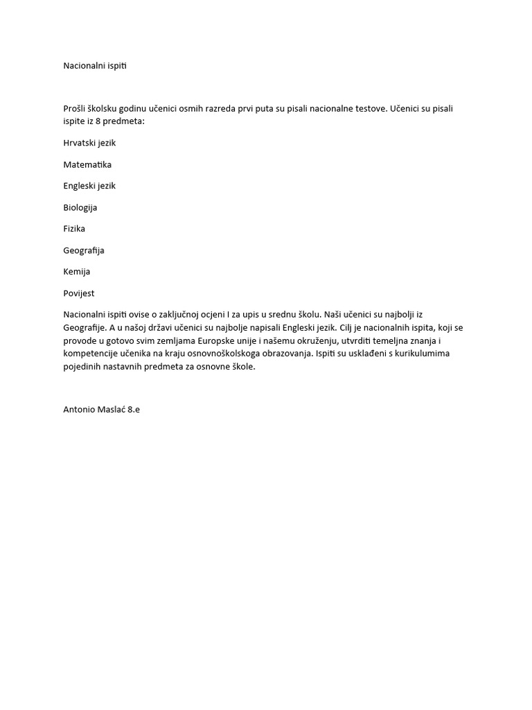 Nacionalni ispiti | PDF