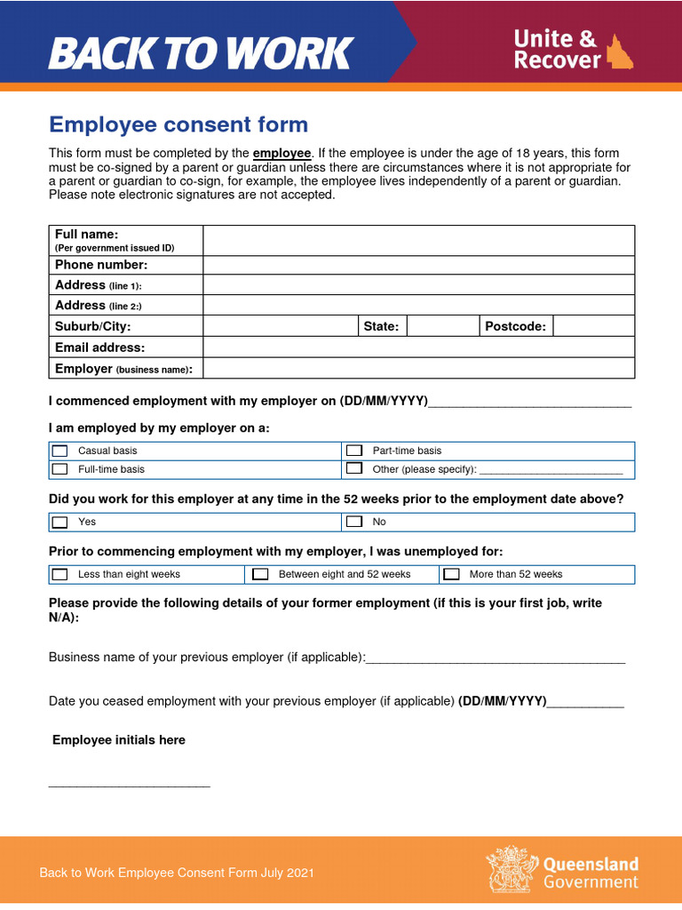 2 Employee Consent Form Revitalised Back To Work 1 | Download Free PDF ...