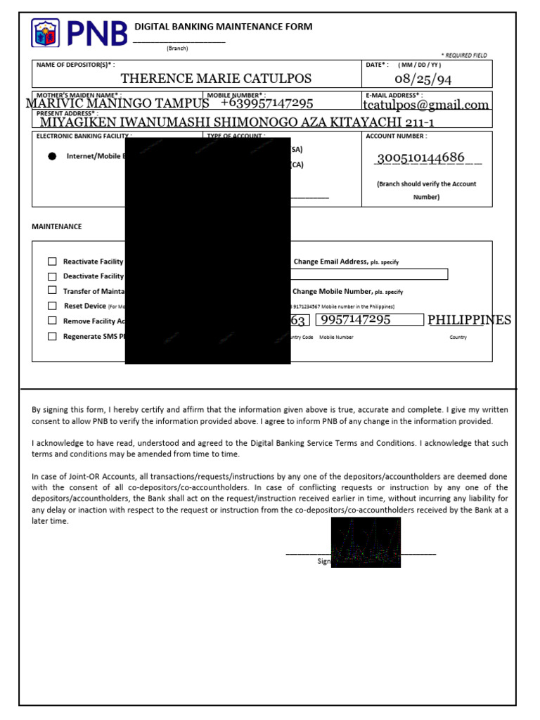 Digital Banking Maintenance Form | PDF | Deposit Account | Banking