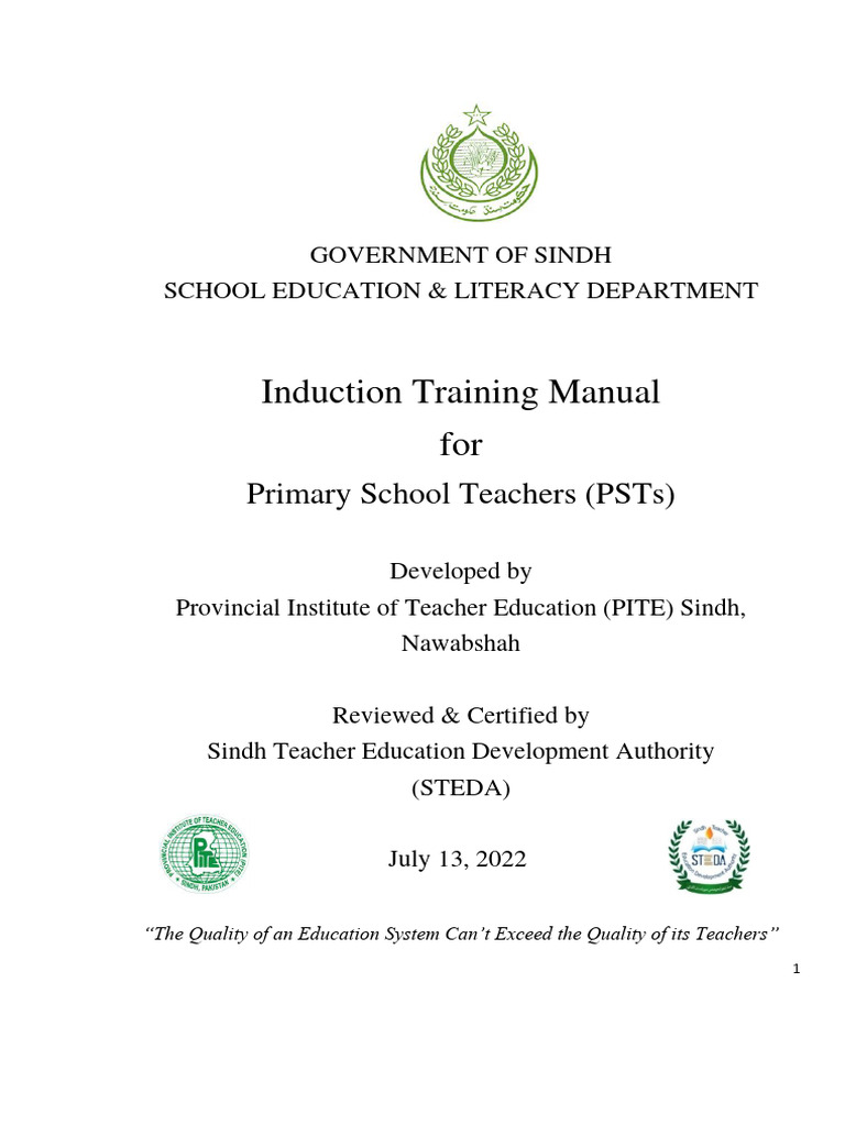 Induction Training Manual 2022 | PDF | Reflective Practice | Teachers