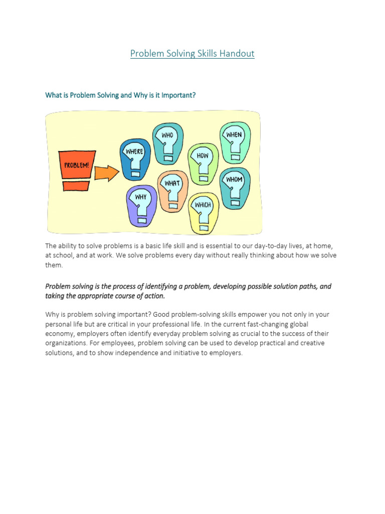 Problem Solving Handout | PDF | Brainstorming | Cognition Problem Solving Handout | PDF | Brainstorming | Cognition