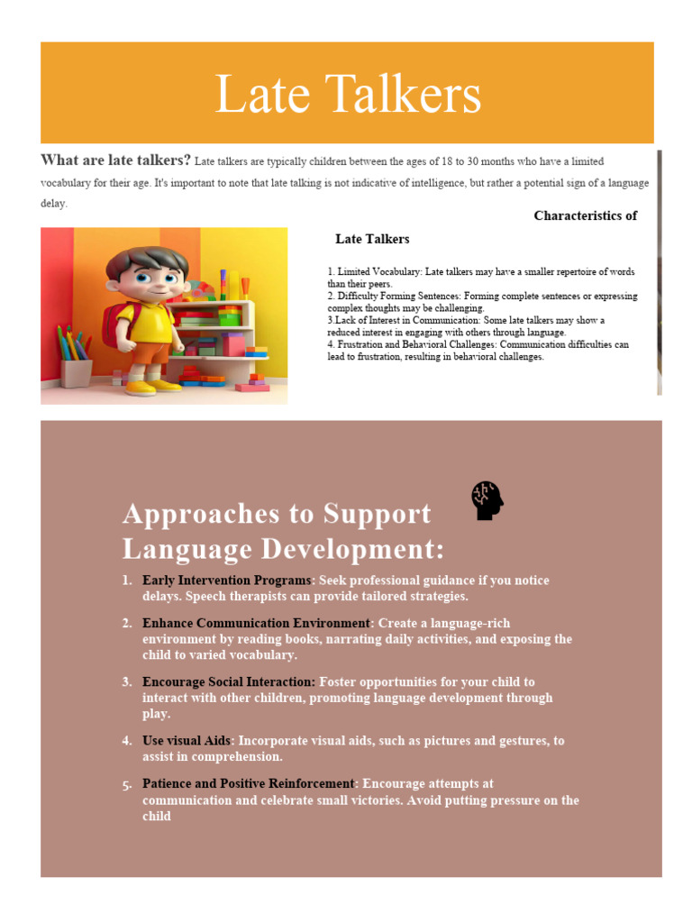 Late Talkers - Brochure | PDF | Language Development | Communication