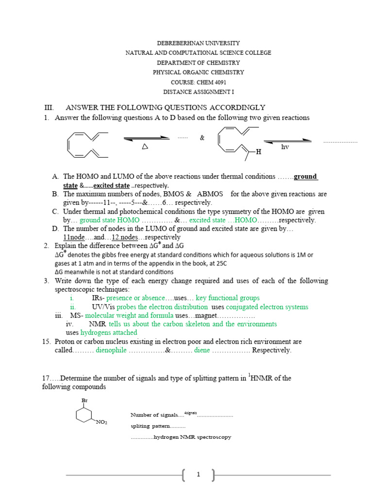 Physical Organic Chemistry Assignment I And333 II | Download Free PDF ...