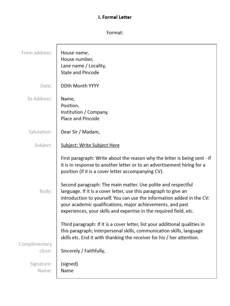 Formal Letter - Cover Letter and CV - Format | PDF