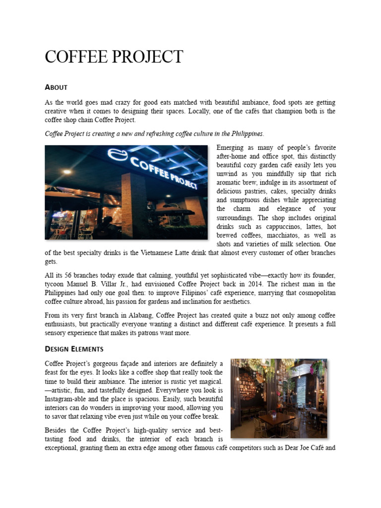 Coffee Project | PDF | Coffee | Coffeehouse