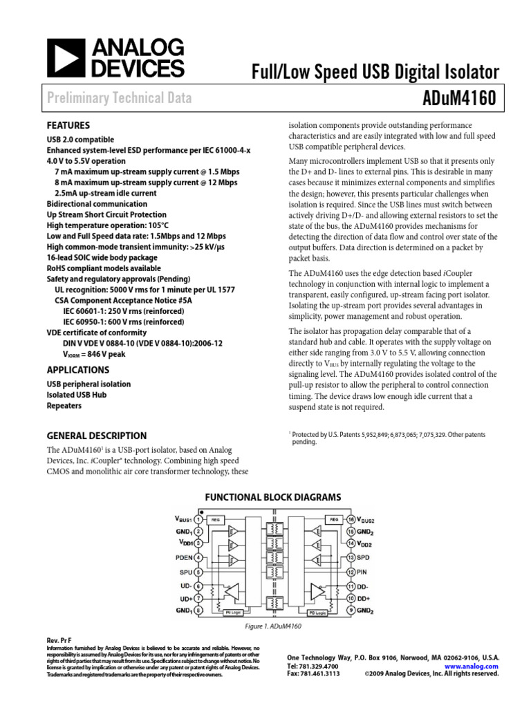 ADUM4160 | PDF | Usb | Power Supply