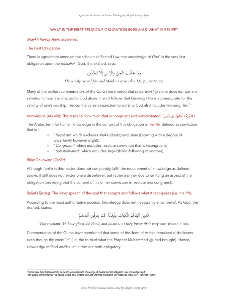 What Is The First Religious Obligation in Islam? Answered by Ramzy Ajem ...