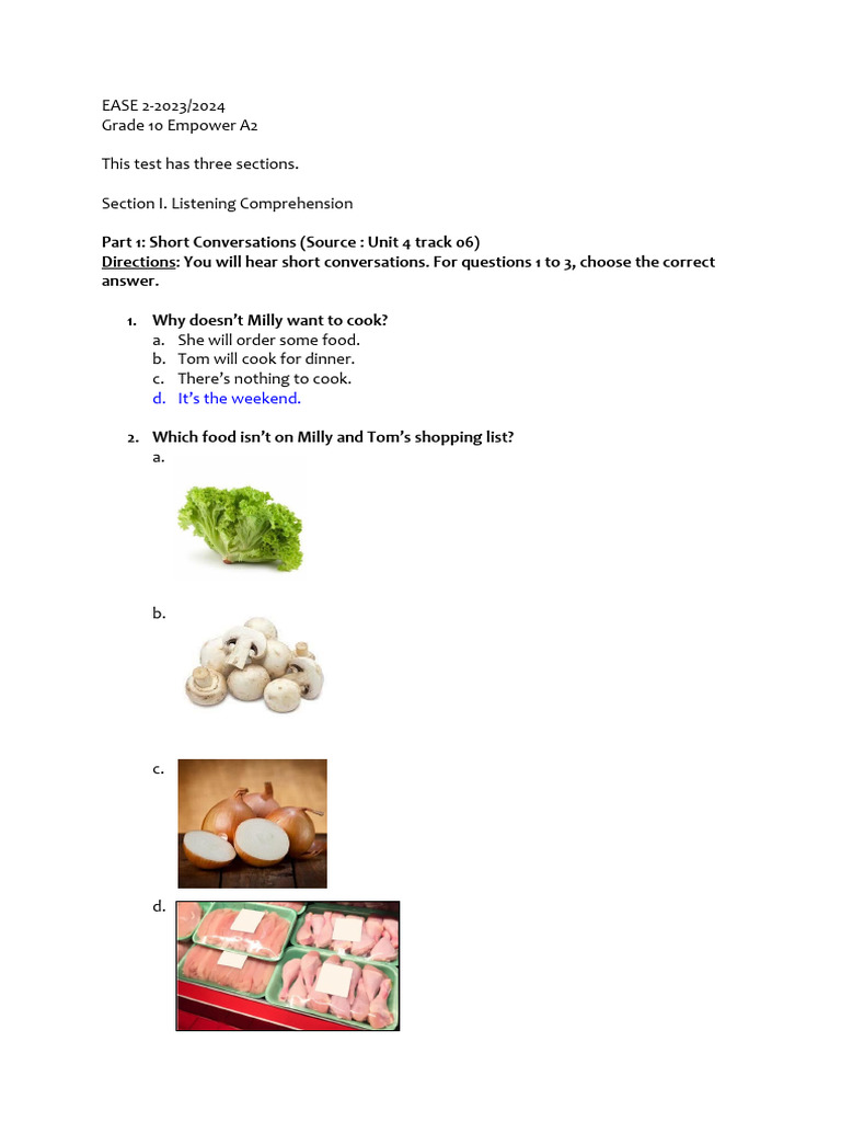 Draft Questions of Ease 2 For Grade X - Core | PDF | Steve Jobs | Food And Drink