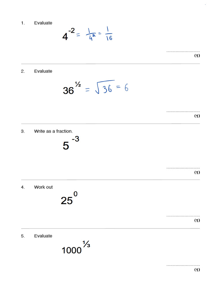 2 Fractional Negative Indices | PDF | Mathematics | Arithmetic