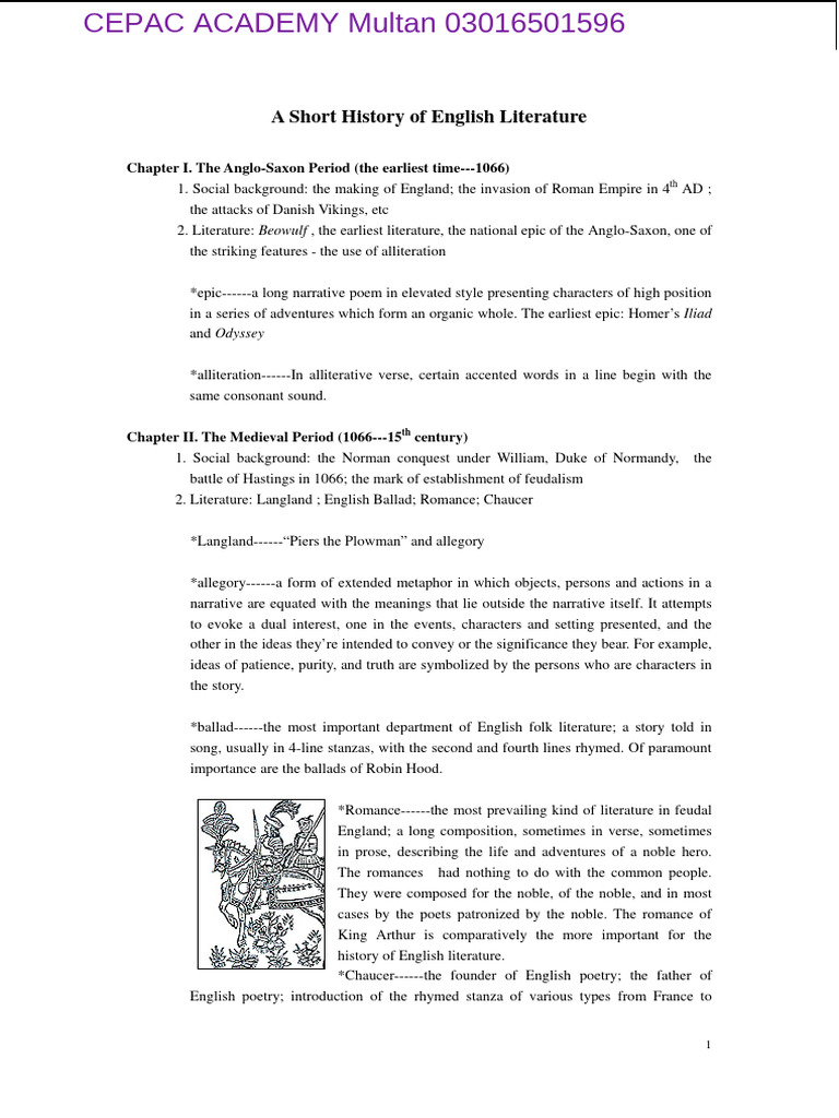 A Very Short History of English Literature - CEPAC Academy Multan ...