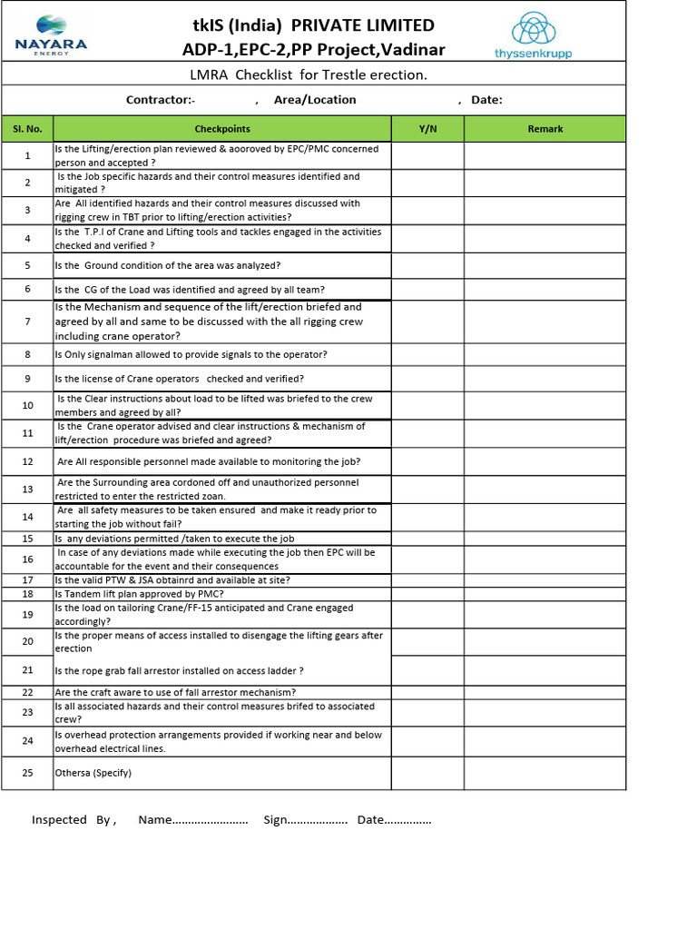 LMRA Trestle Erection | PDF