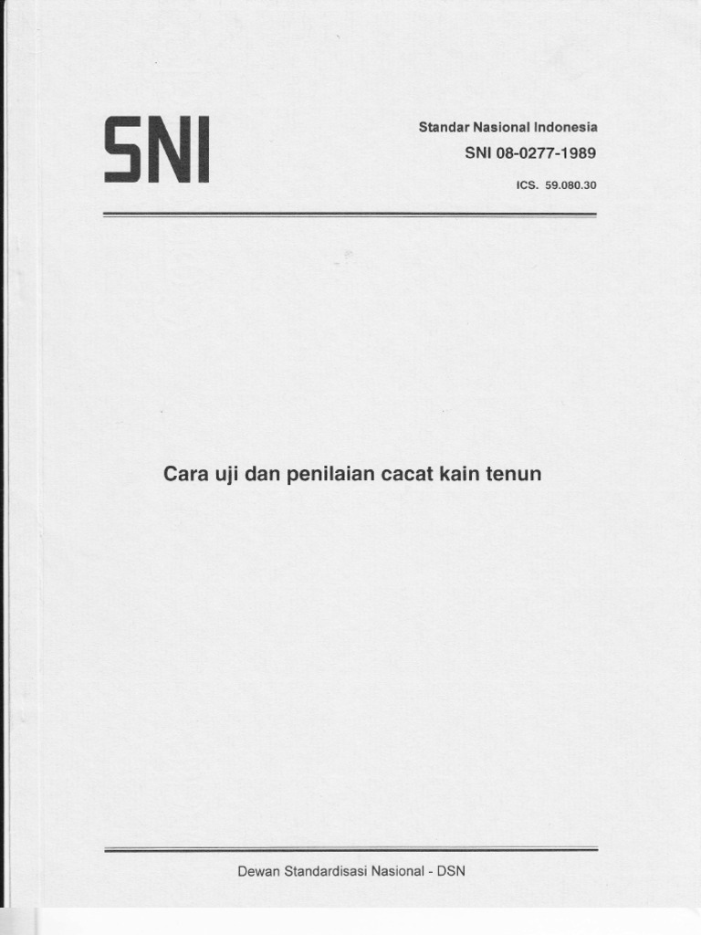 SNI 08-0277-1989 Cacat Kain | PDF