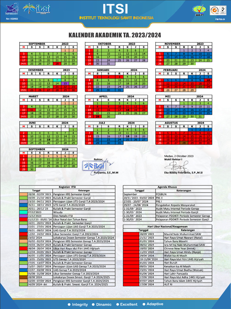 KALENDER AKADEMIK ITSI 2023-2024 | PDF