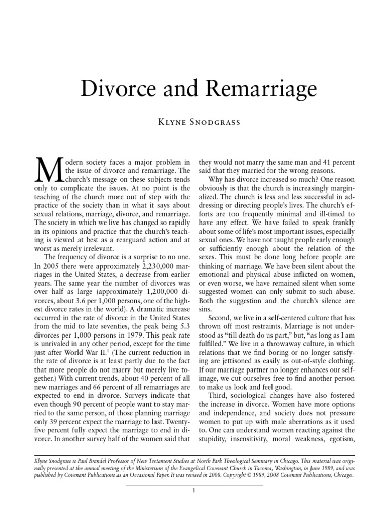 Divorce Remarriage Pdf Jesus Gospel Of Matthew
