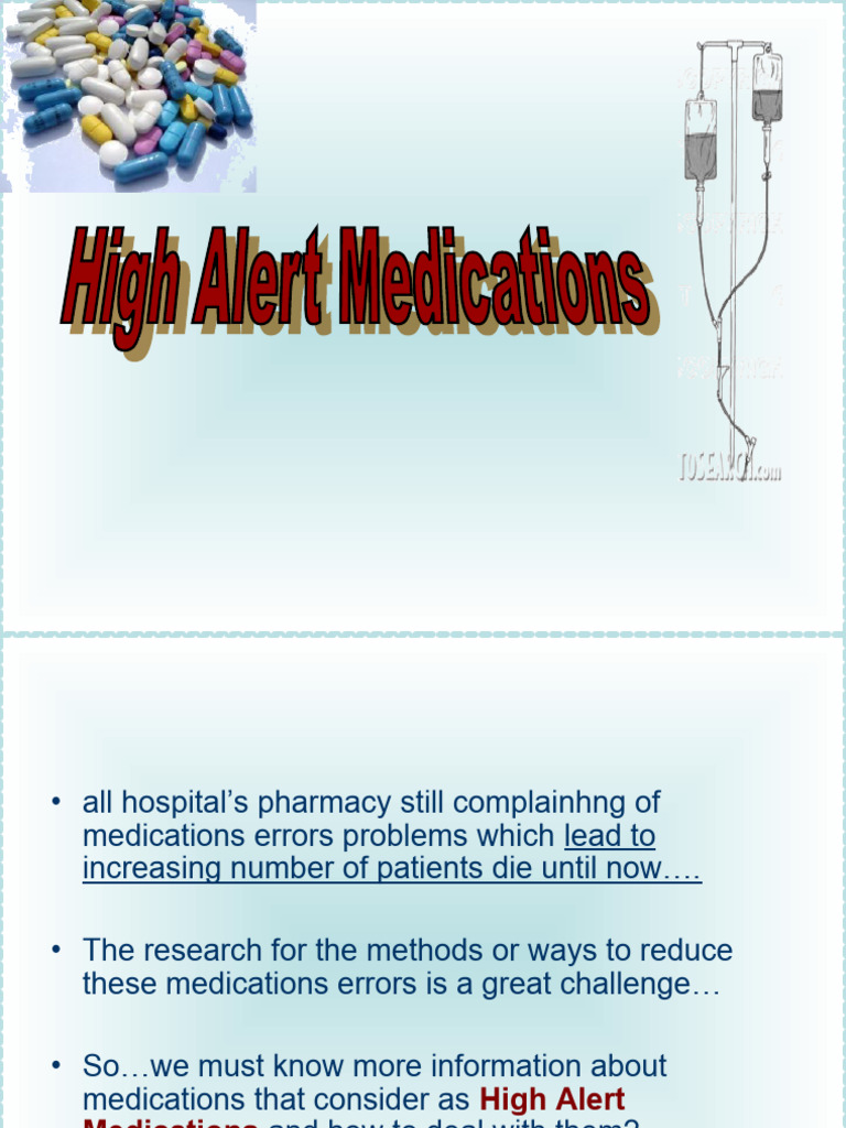Hi Alert MedicationsHHHIGH | PDF | Intravenous Therapy | Clinical Medicine